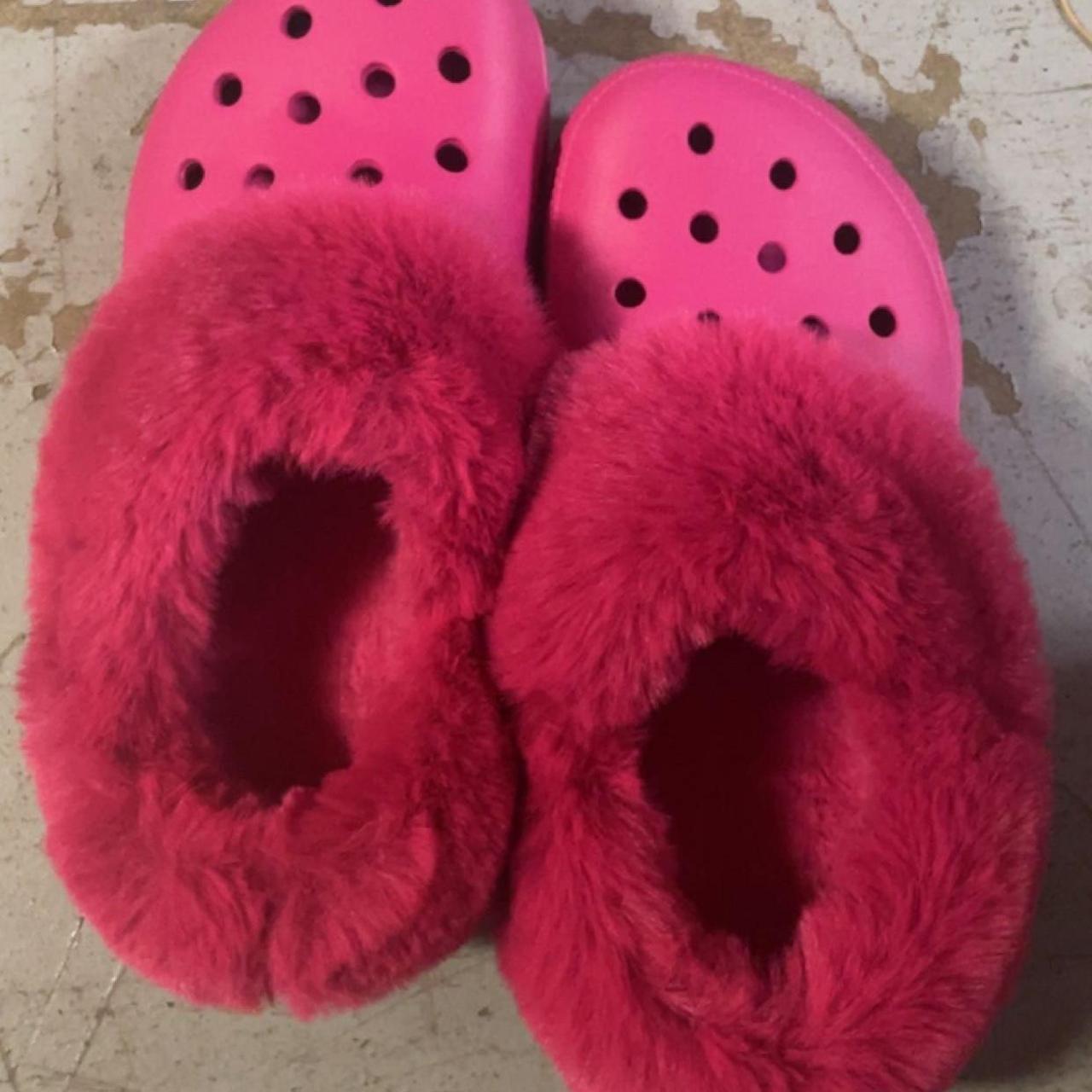 Crocs fur slippers Literally worn once - Depop