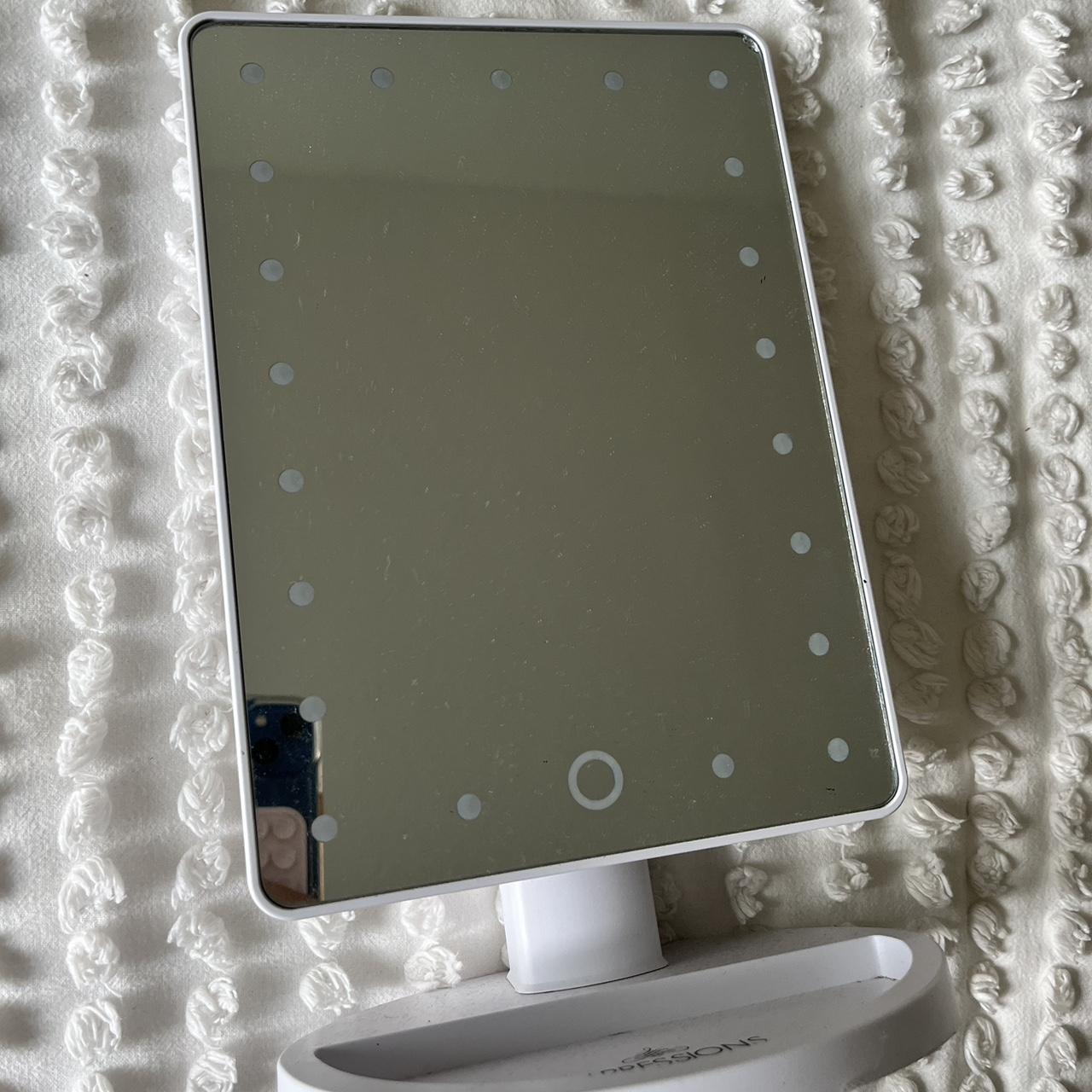 Lightweight white mirror with a stand Lights up but... - Depop