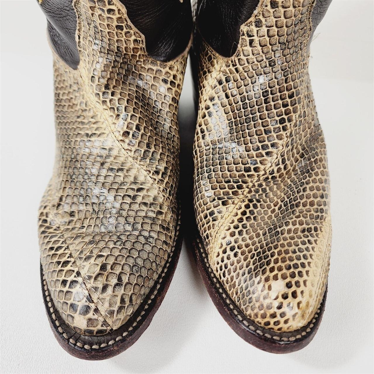 Vintage Tony Lama Leather Python Snakeskin Cowboy... - Depop