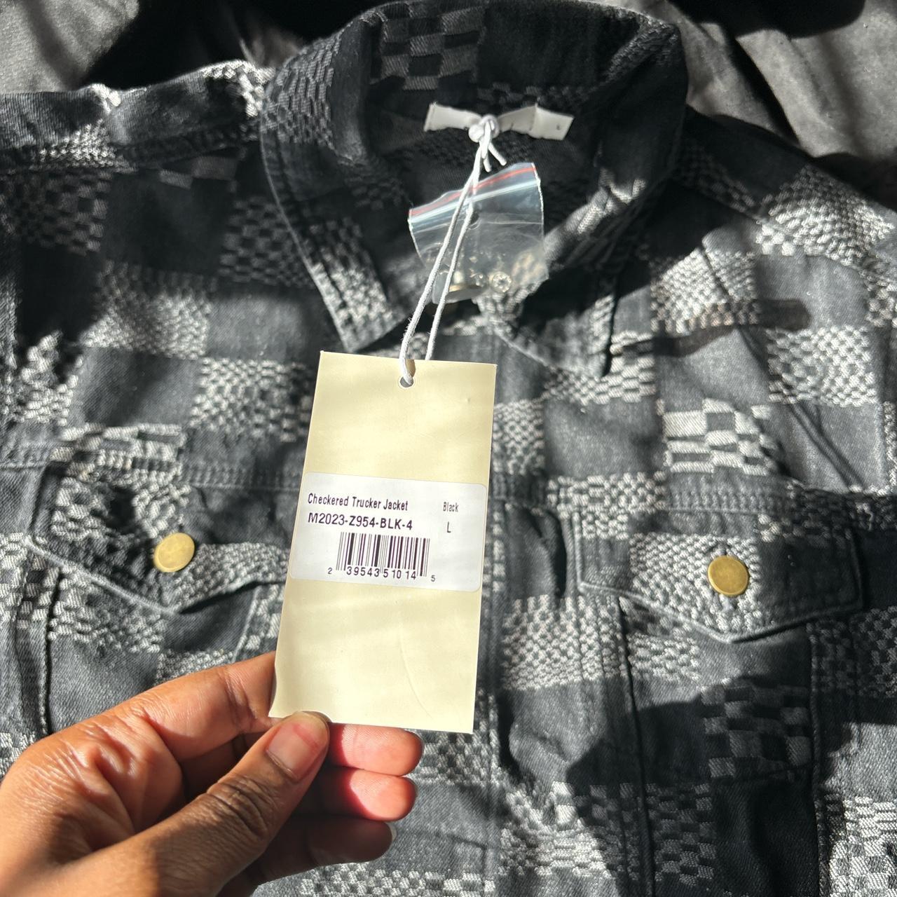 Ashy black checkered Jean jacket .. Brand New - Depop