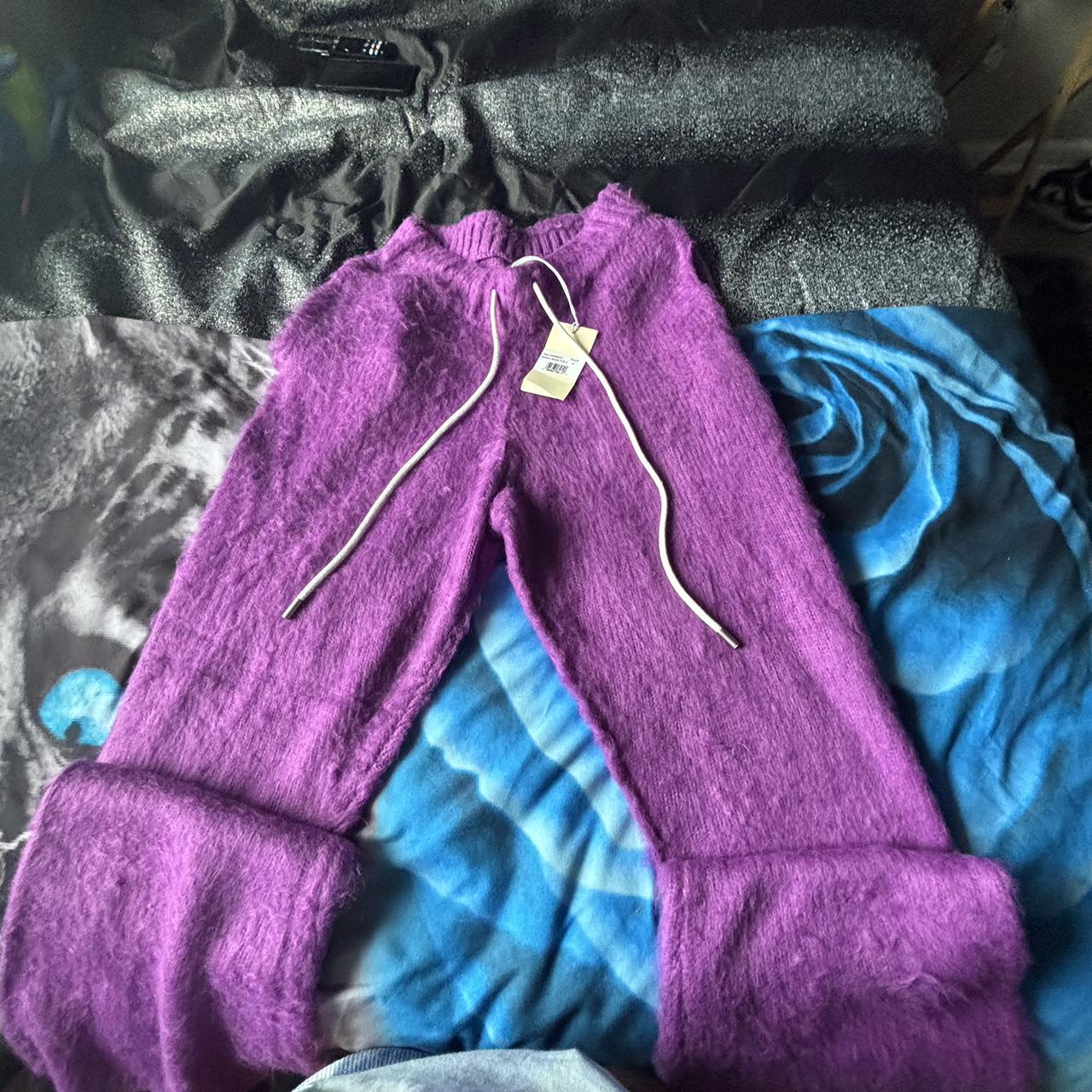 Stretchy Purple fuzzy sweatpants. Great condition - Depop