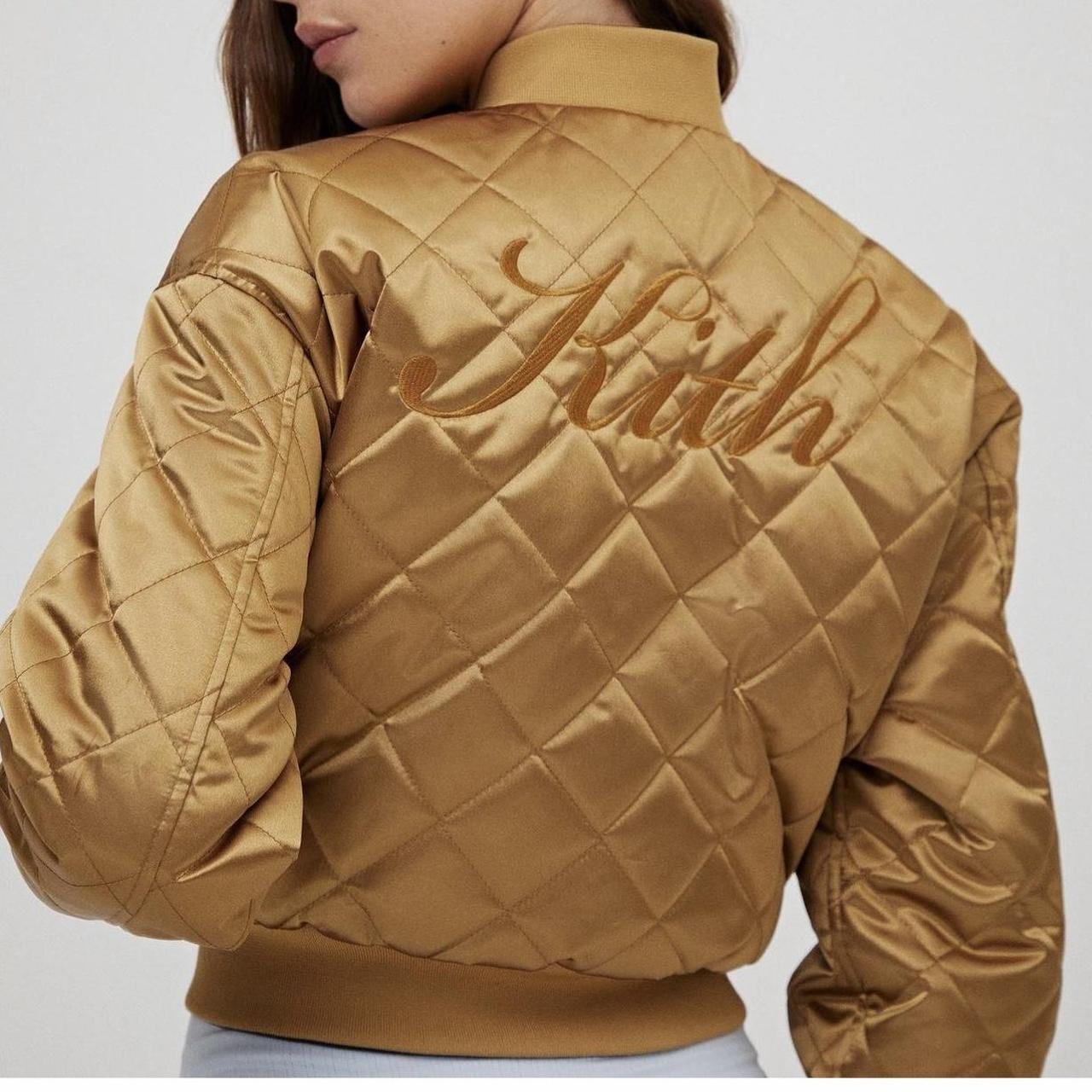 KITH Landry cropped reversible bomber Navy and... - Depop