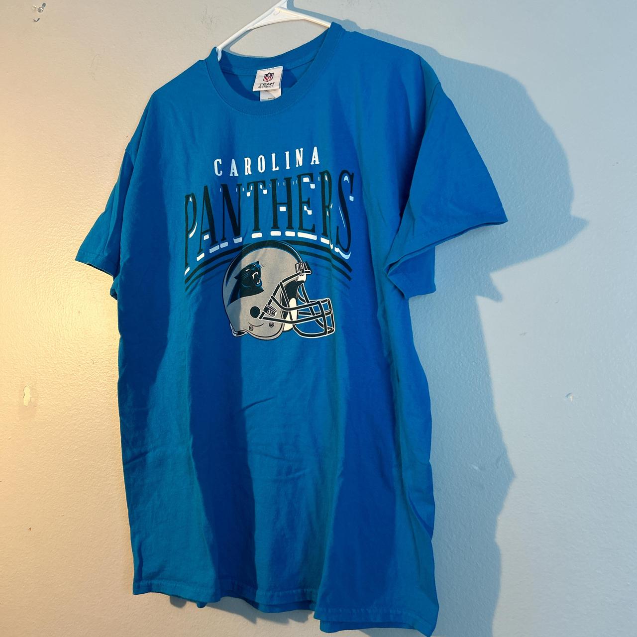 Vintage XL 90’s NFL Carolina Panthers teal blue... - Depop