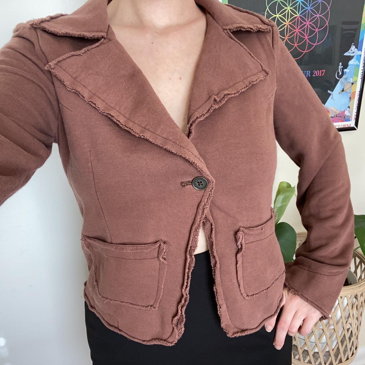 Y2k Ex Mania rust colored blazer jacket with frayed... - Depop