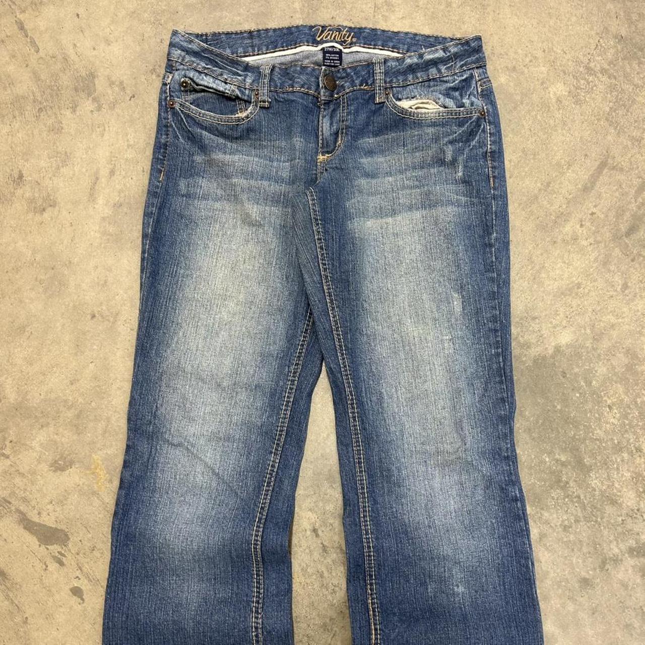 Vintage 2000s Vanity Faded Navy Wide Leg Bootcut Y2K... | Depop