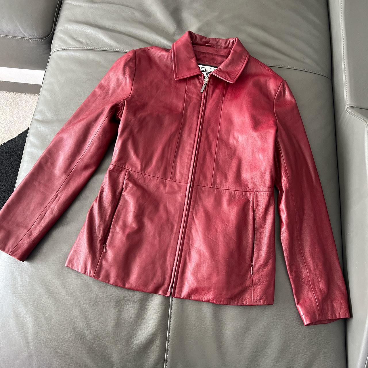 Burgundy red zip up wilson leather jacket. In a... - Depop
