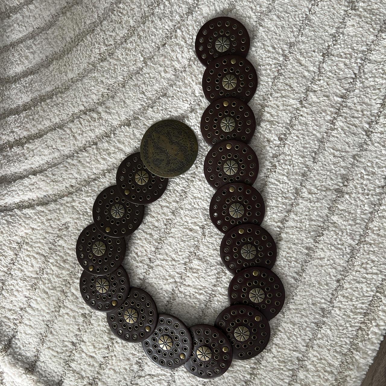 Y2K disc leather belt - Depop