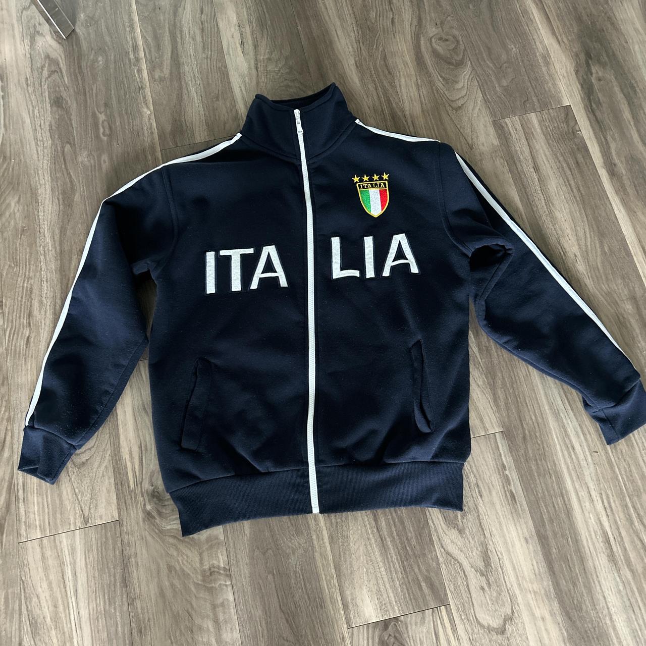 Navy and white vintage Italy track jacket | Depop