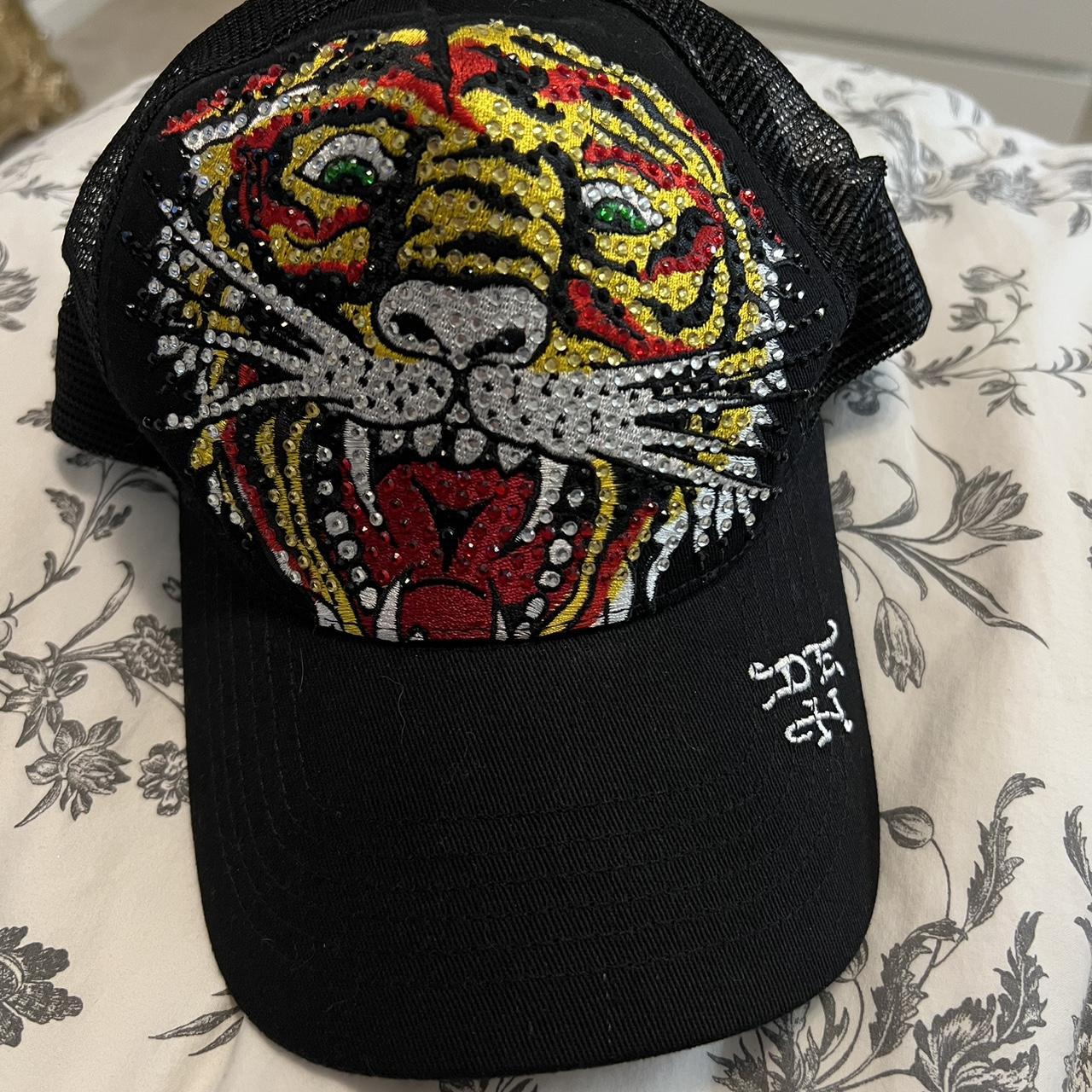 ED HARDY rhinestone tiger trucker hat - Depop