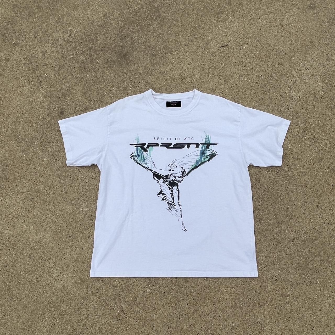 Represent Men's White and Blue T-shirt | Depop