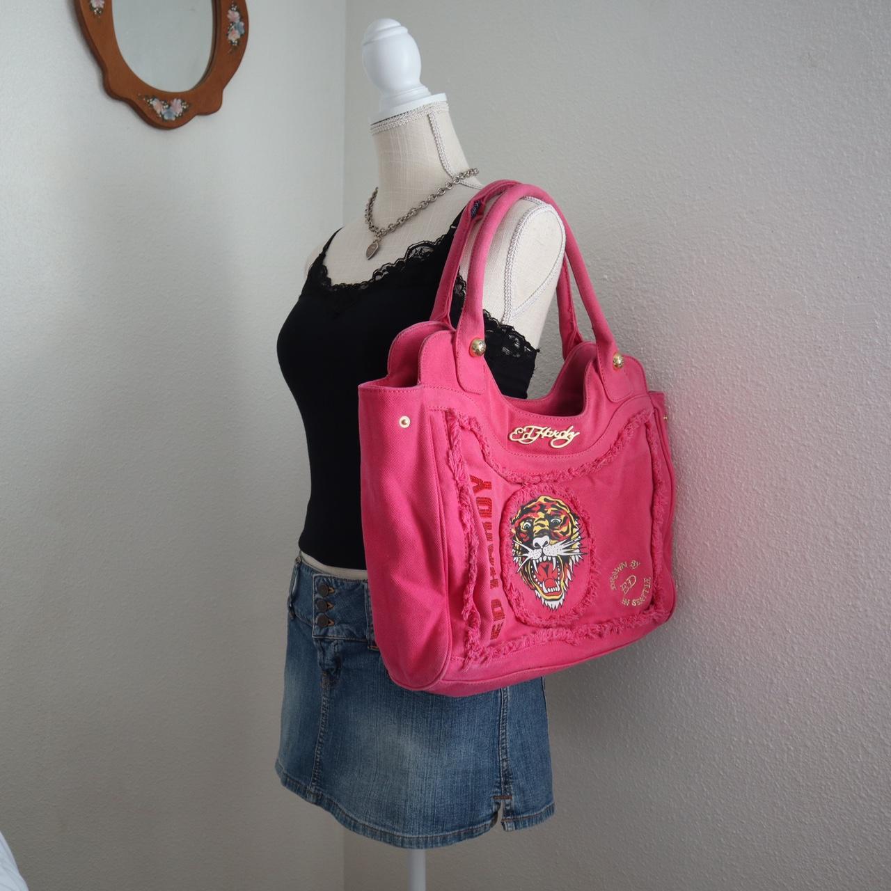 Ed Hardy pink bag ༺☆༻ Some fading in a couple... - Depop