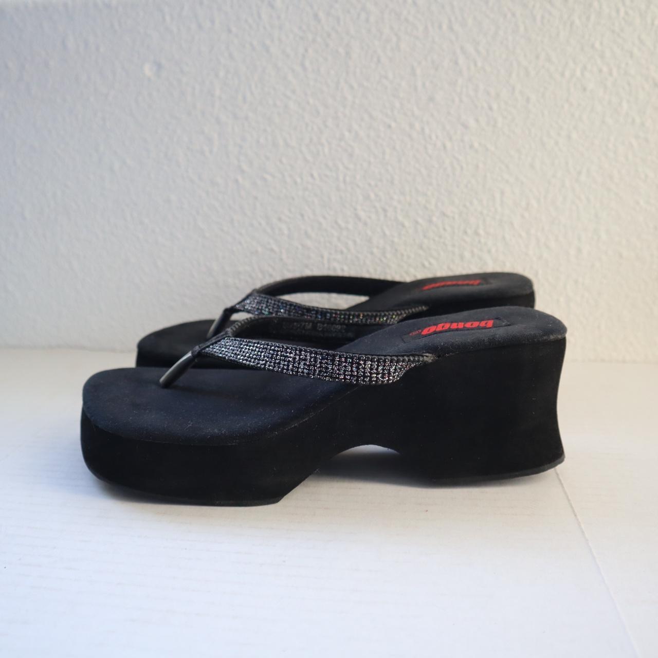 Y2K Bongo black sparkly platform sandals ☆ In... - Depop