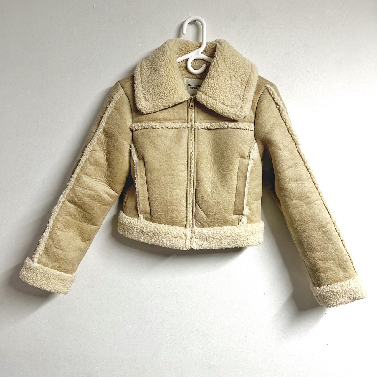 Abercrombie & Fitch Shearling Vegan Swede Jacket... - Depop