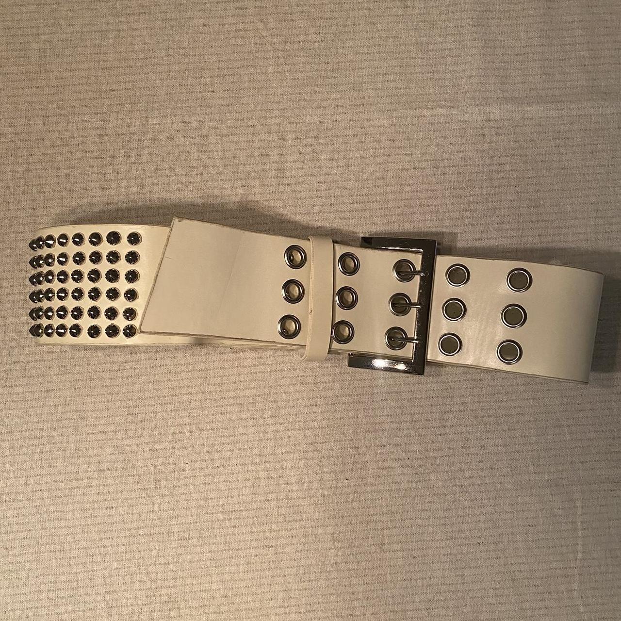 Chunky White Studded Belt • in great condition,... - Depop