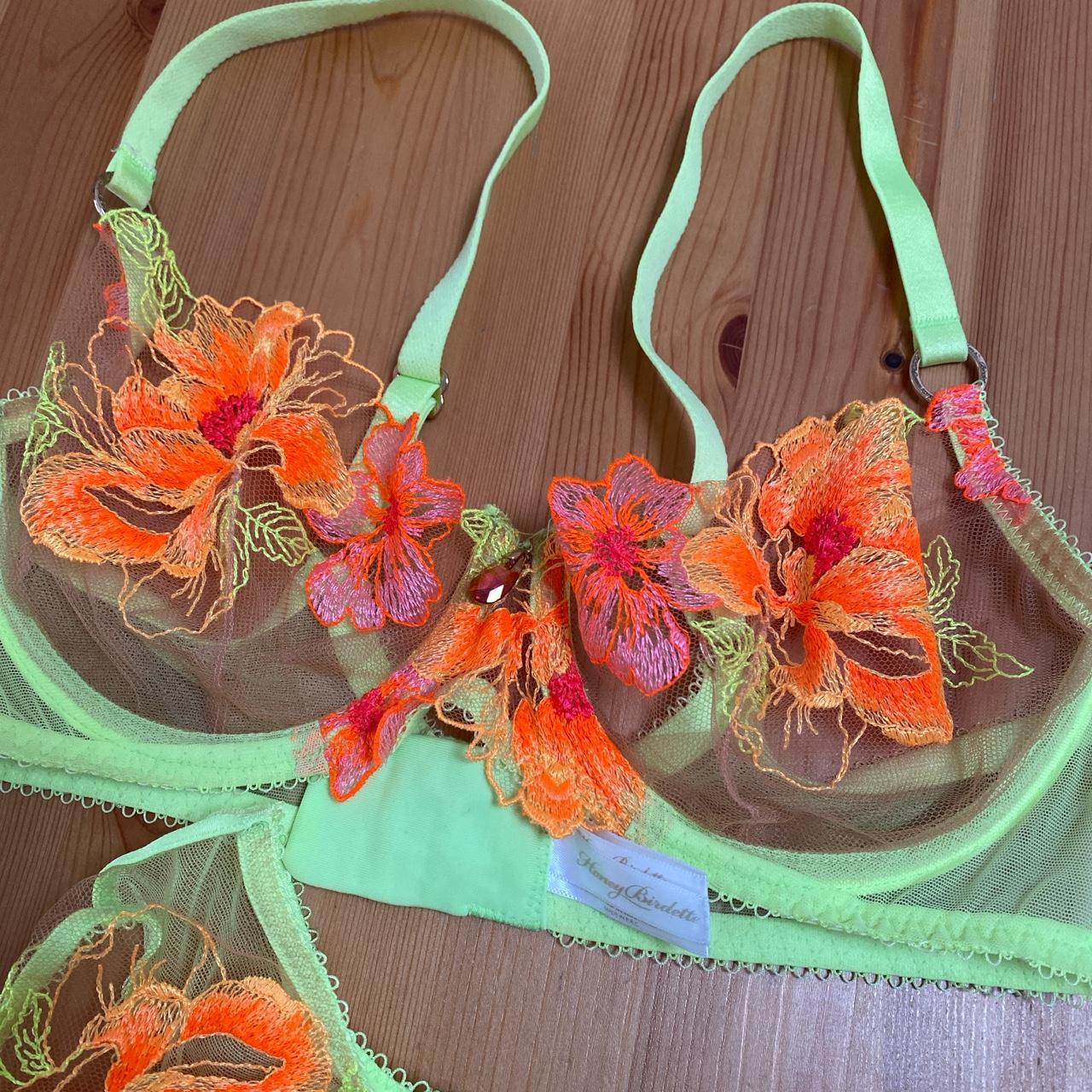 Honey Birdette ‘Christine’ Set (Neon Yellow) Bra... - Depop