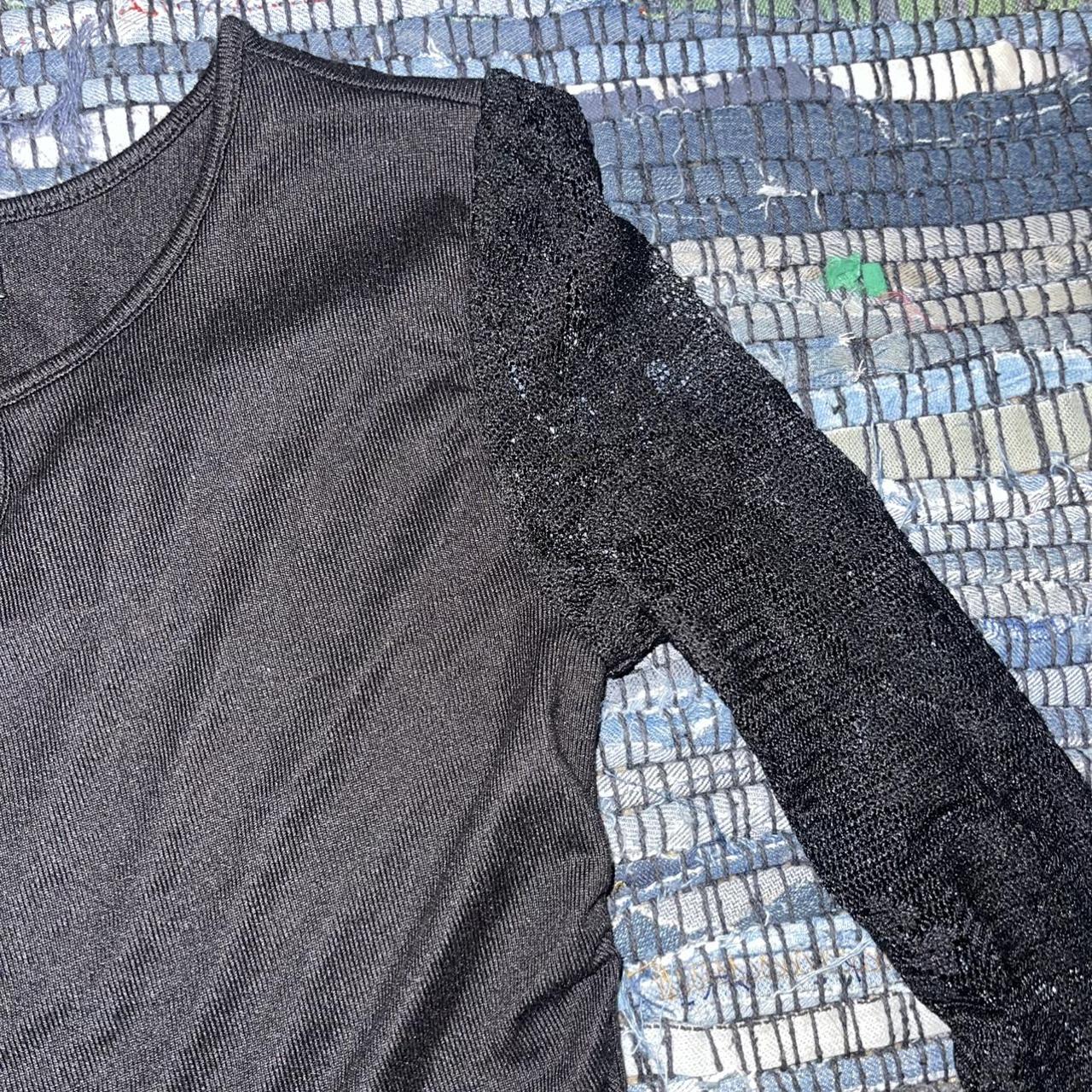 Y2k vamp Bye & Bye girl black kneck high blouse with... - Depop