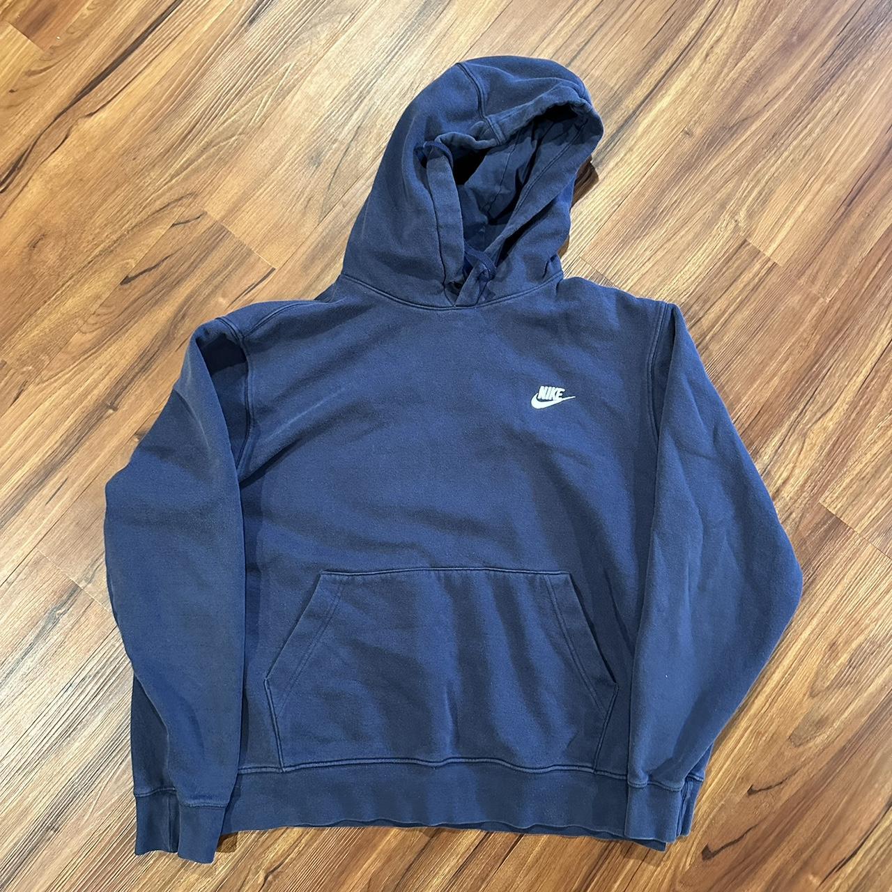 Nike Essentials Navy Blue Pullover Hoodie... - Depop
