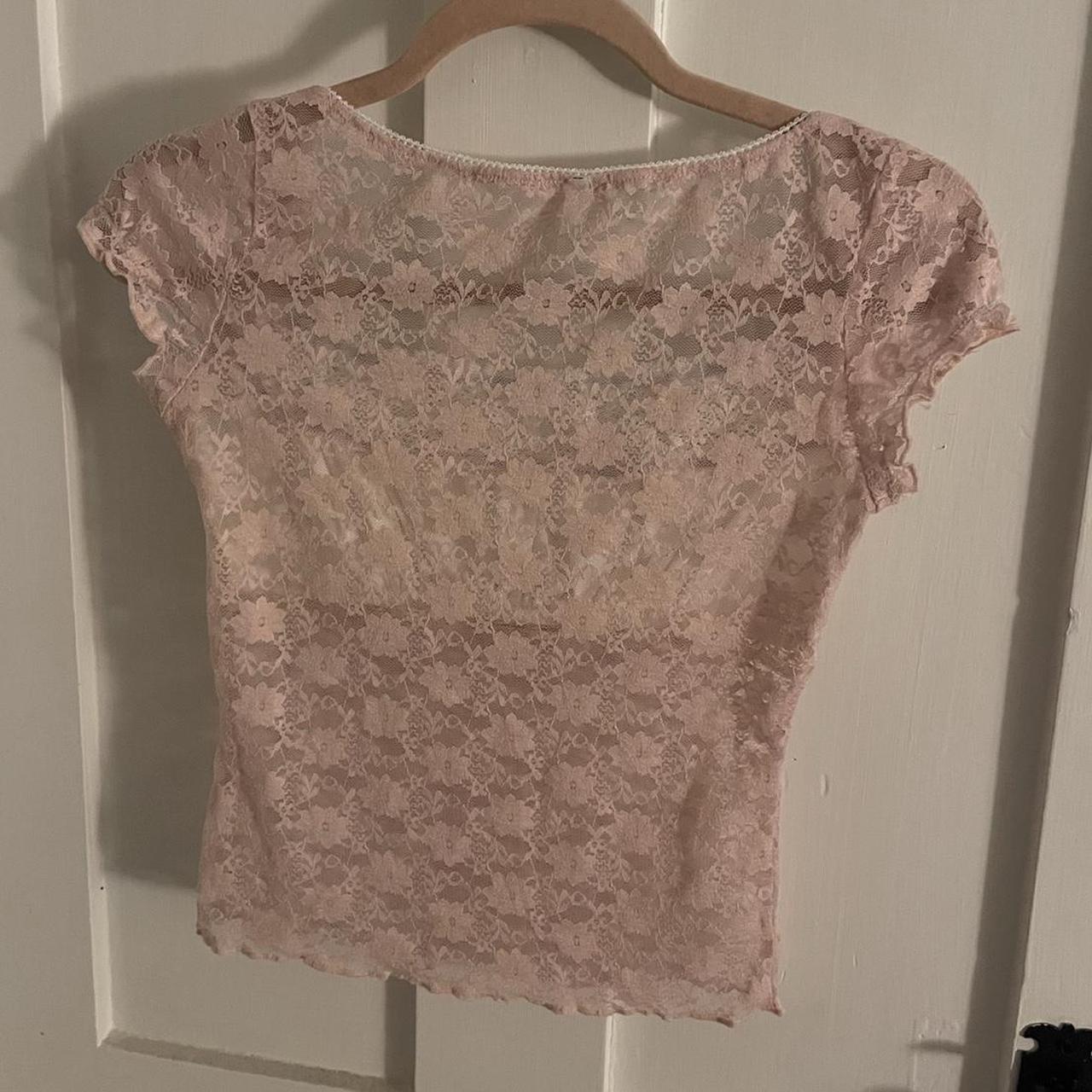 Cute pink lace babydoll shirt... - Depop