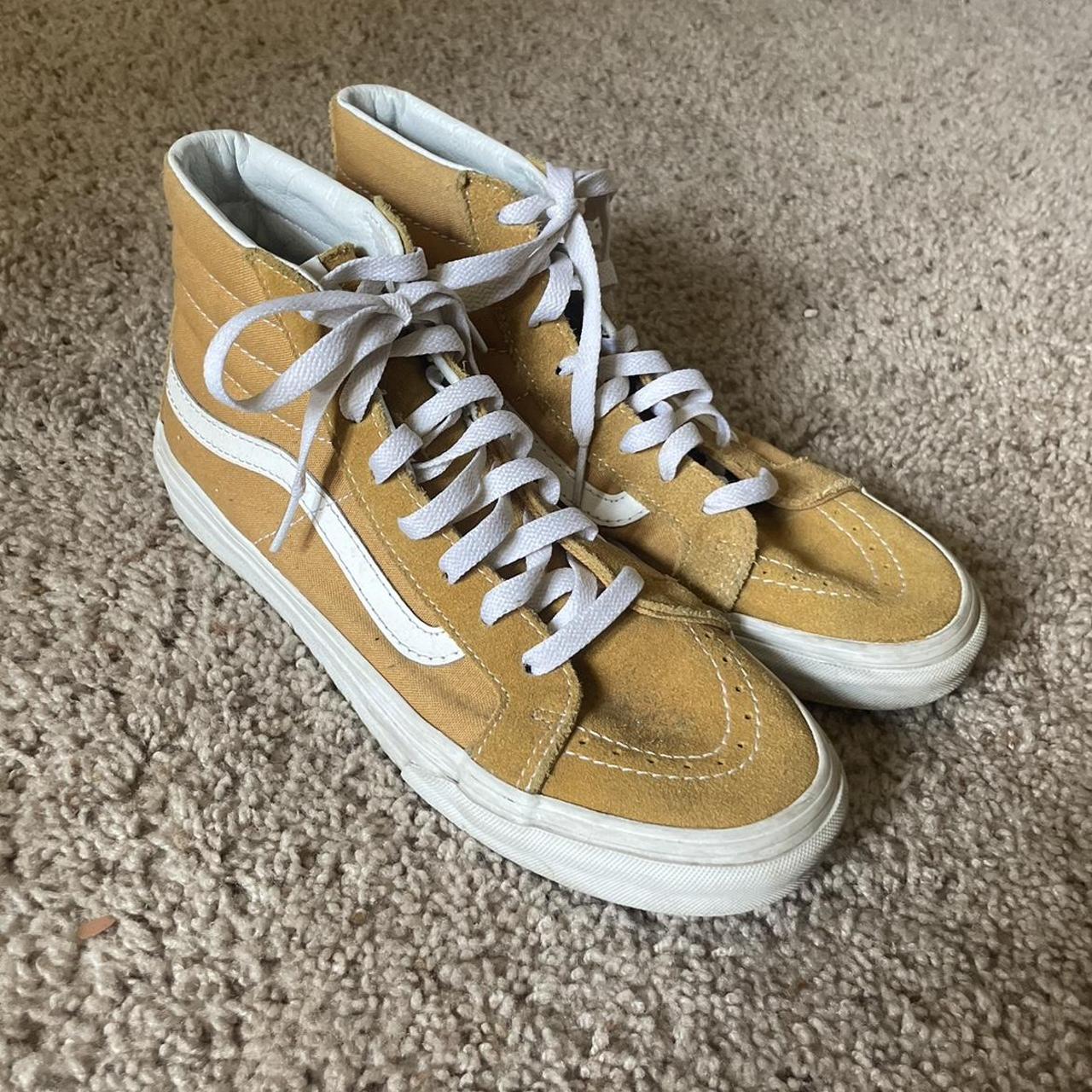 Mustard Yellow Vans - High top Barely Worn Size 9... - Depop