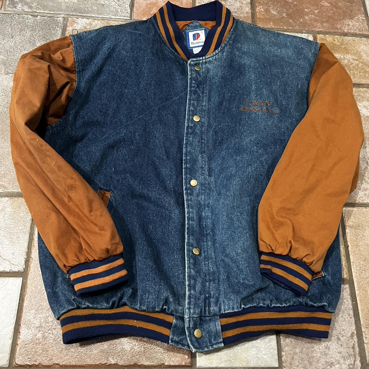 Dope denim varsity jacket size XL #vintage - Depop