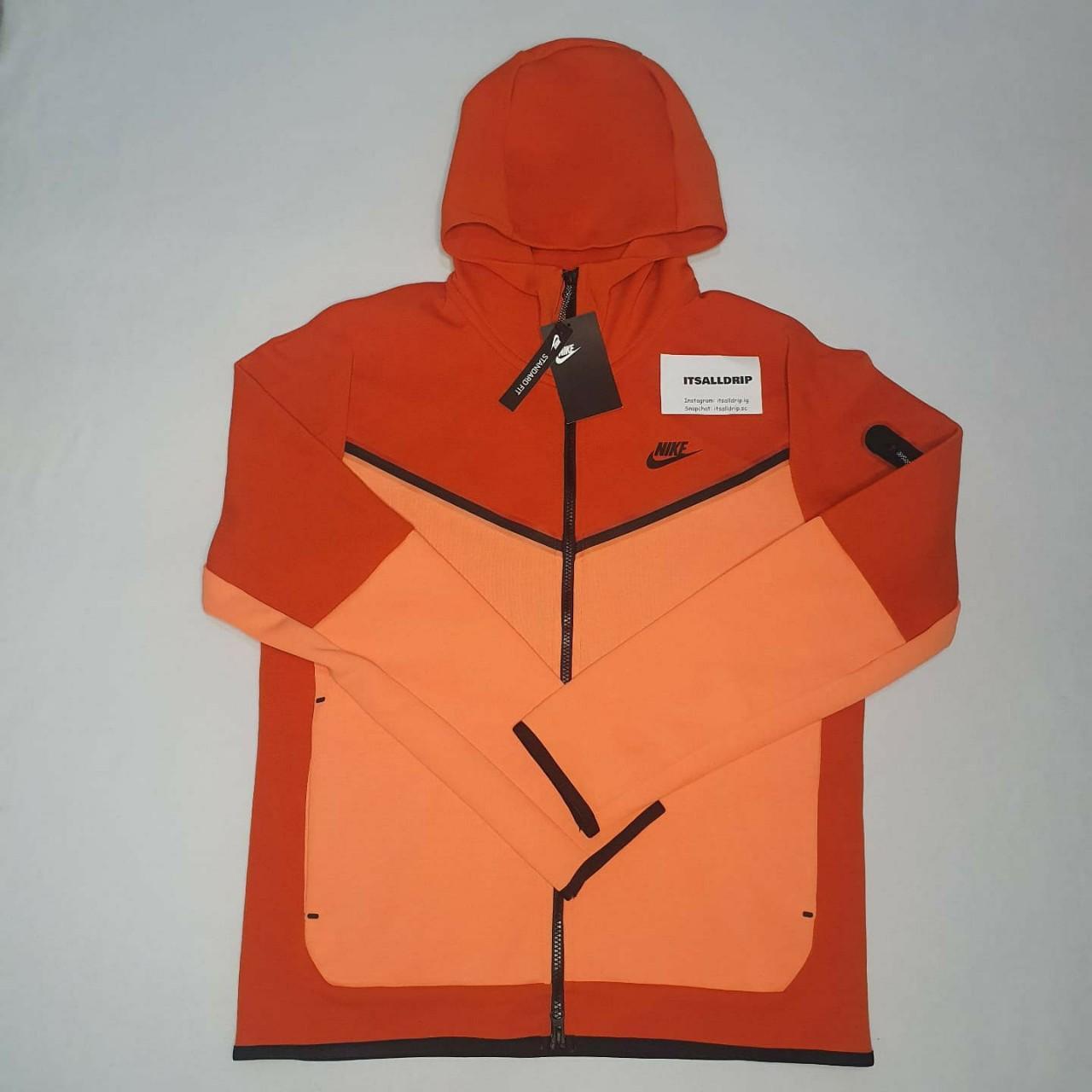 NIKE TECH FLEECE ORANGE HOODIE MENS SIZE L 💎RARE... - Depop