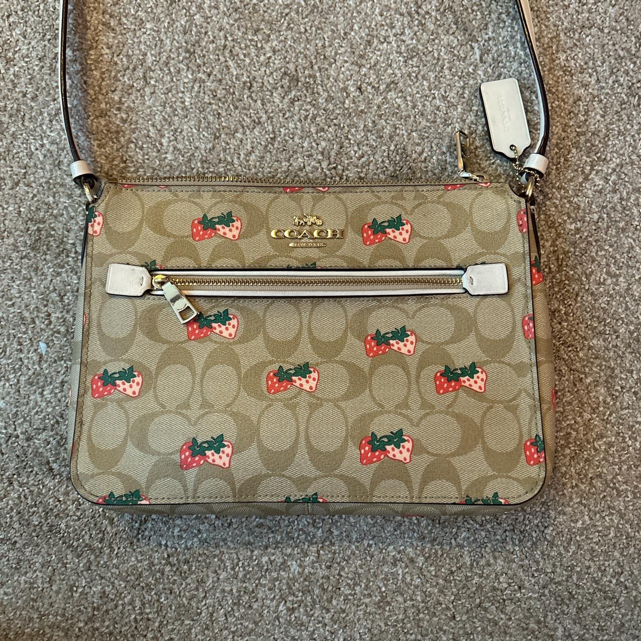 Strawberry coach print shoulder bag Has some wear... - Depop