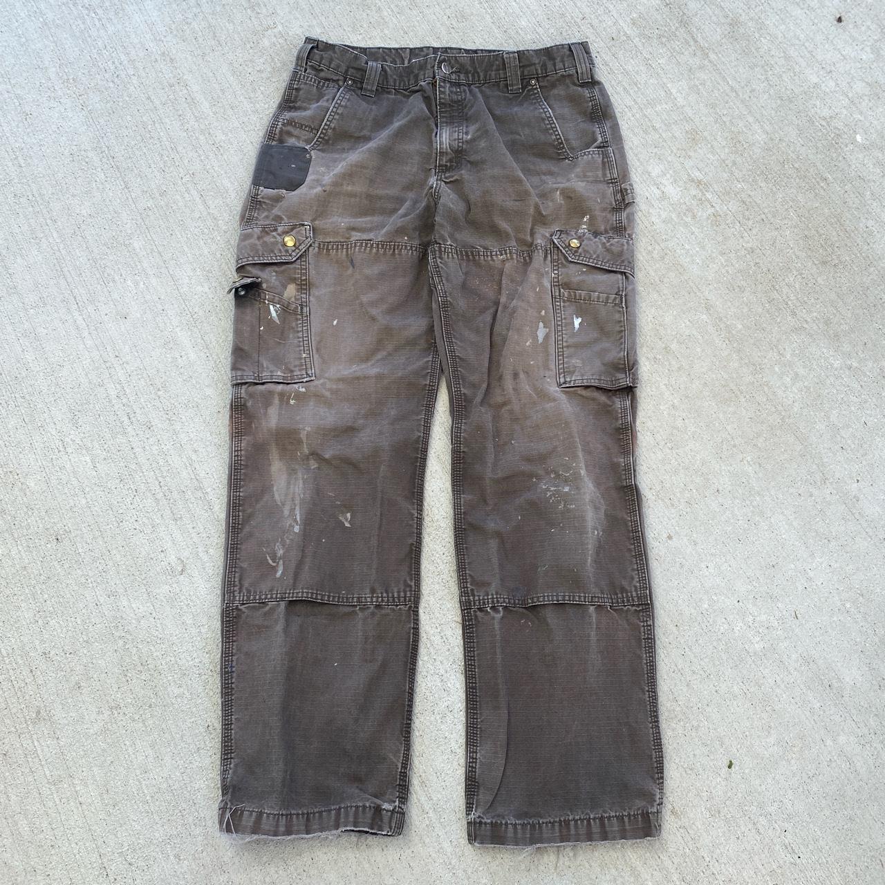 Sunfaded Carhartt Cargos Crazy fade, paint stains... - Depop