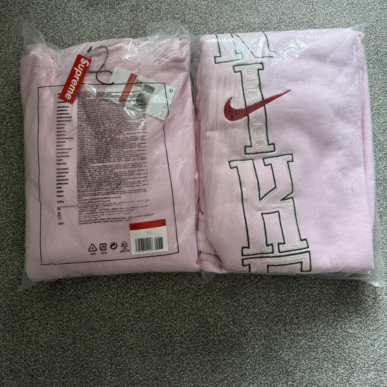 Supreme X Nike Pink Tracksuit Hoodie And Pants Set... - Depop