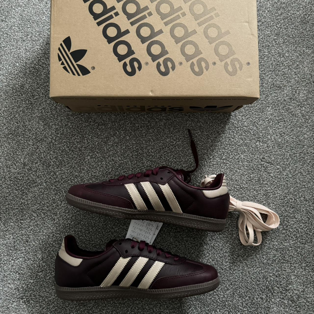 Adidas Samba OG Maroon Crystal Sand UK4.5/6.5 Brand... - Depop
