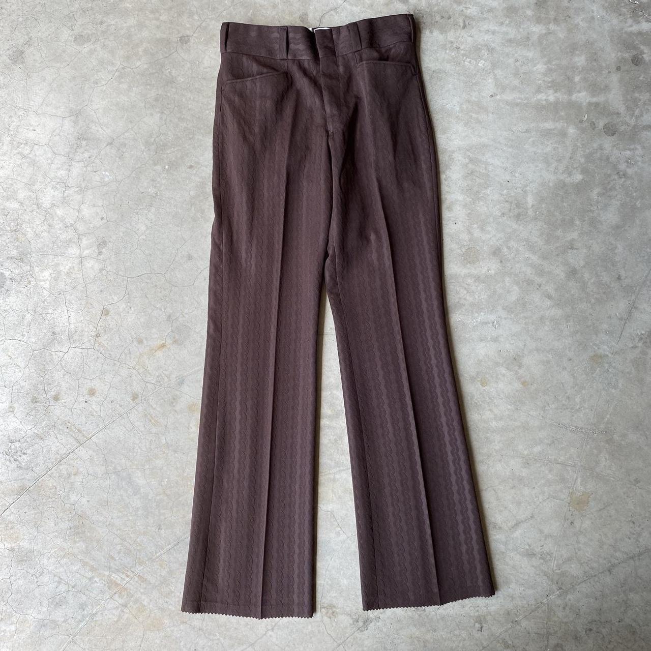 70s Vintage Chocolate Brown Polyester Knit Slacks... - Depop