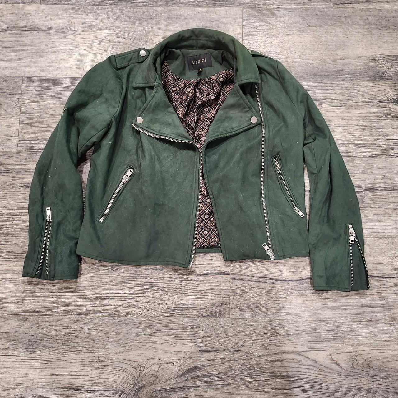 Blu pepper Green suede style moto jacket Motorcycle... - Depop
