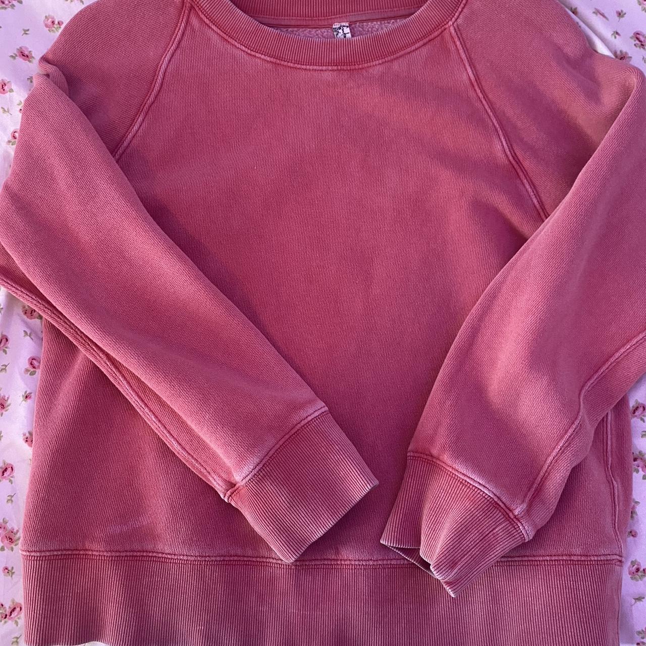 Pink free people sweatshirt- -worn once -thick -size... - Depop