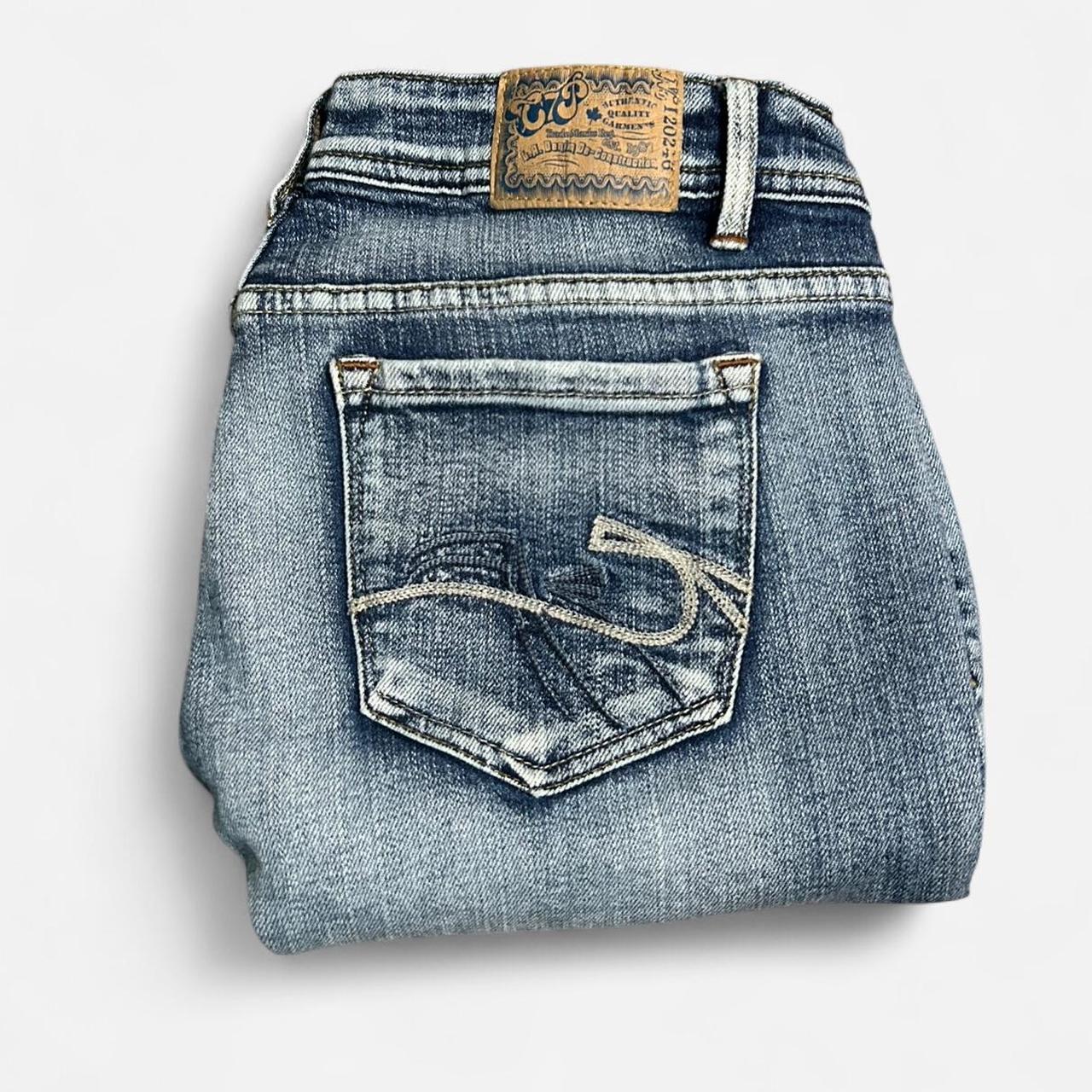 C7P light blue bootcut jeans with a y2k style design... | Depop