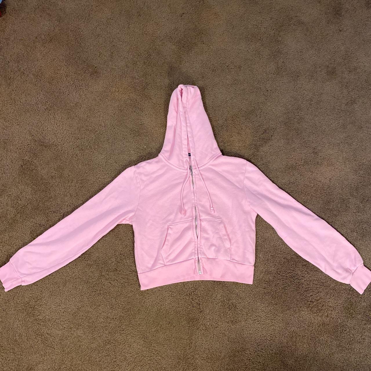 pink brandy melville cropped jacket #brandymelville... - Depop