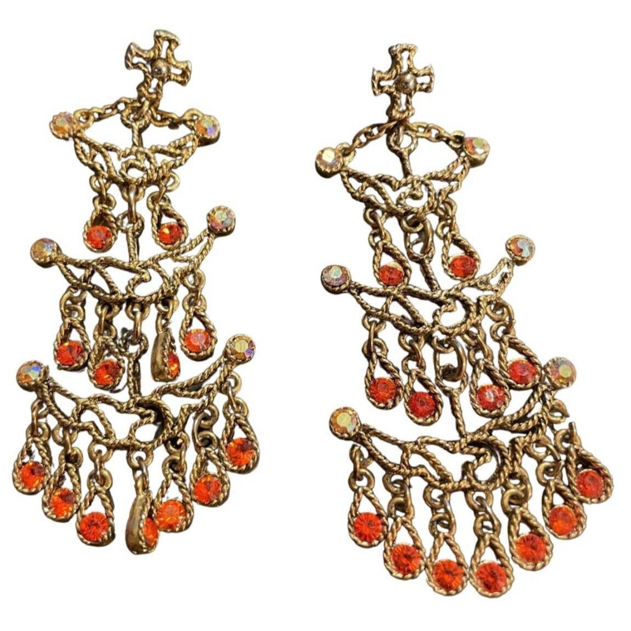 Beautiful pair of Indian style earrings gold plated... - Depop