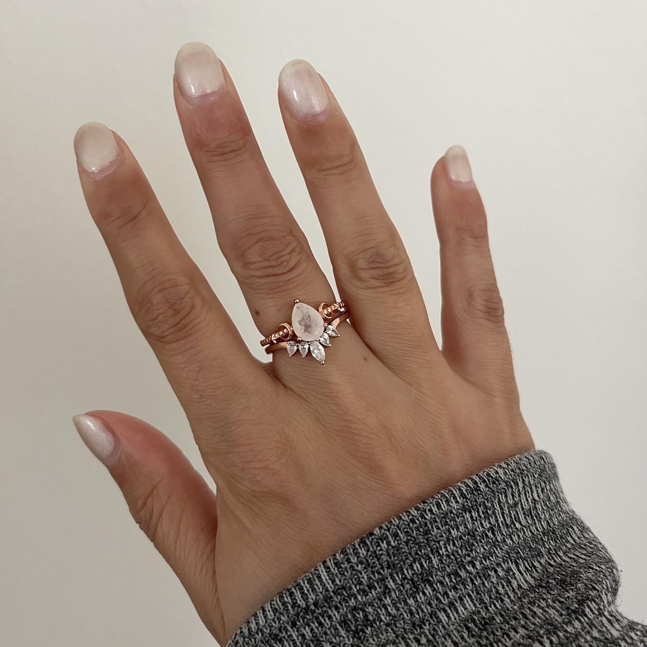 Bisou Lovely Chloe ring set in Rose Gold, size 6.... - Depop