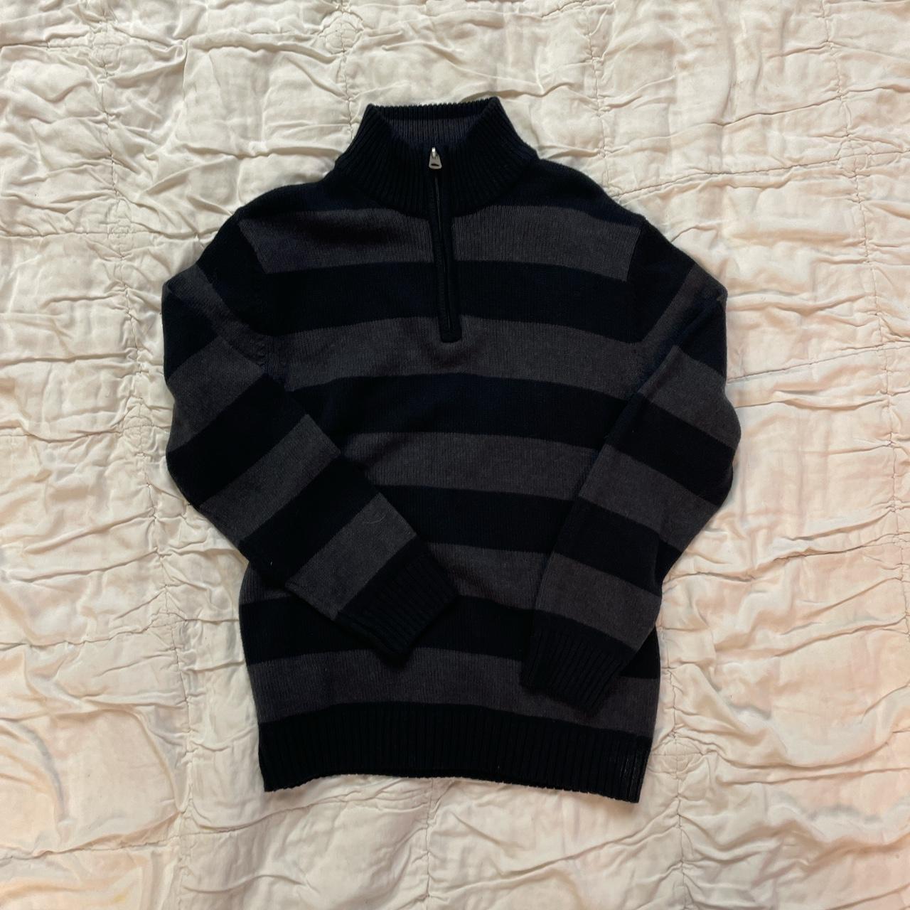 Quarter zip black and gray sweater from Retrofit, ... - Depop