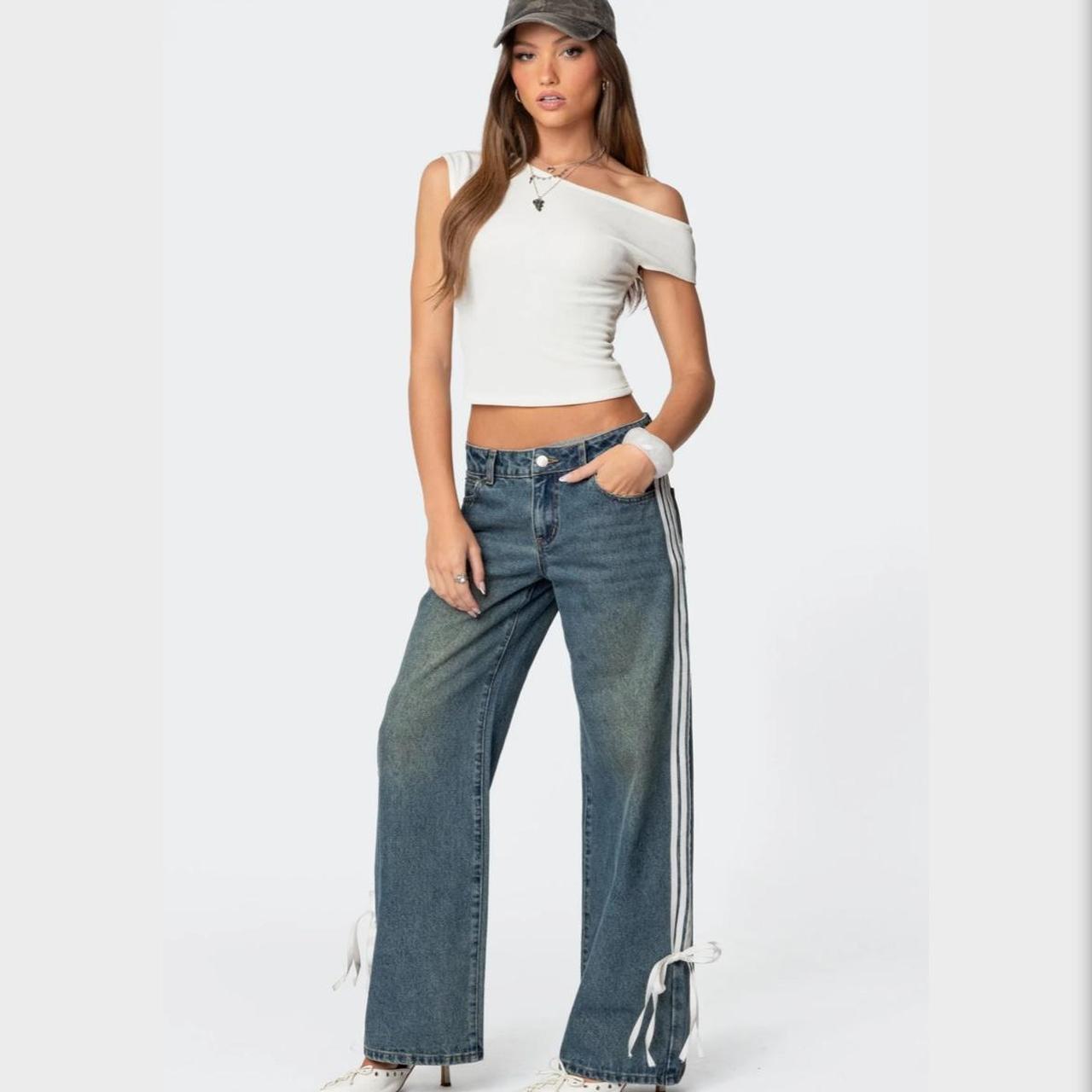 Edikted Washed Low Rise Ribbon jeans size XS: Brand... | Depop