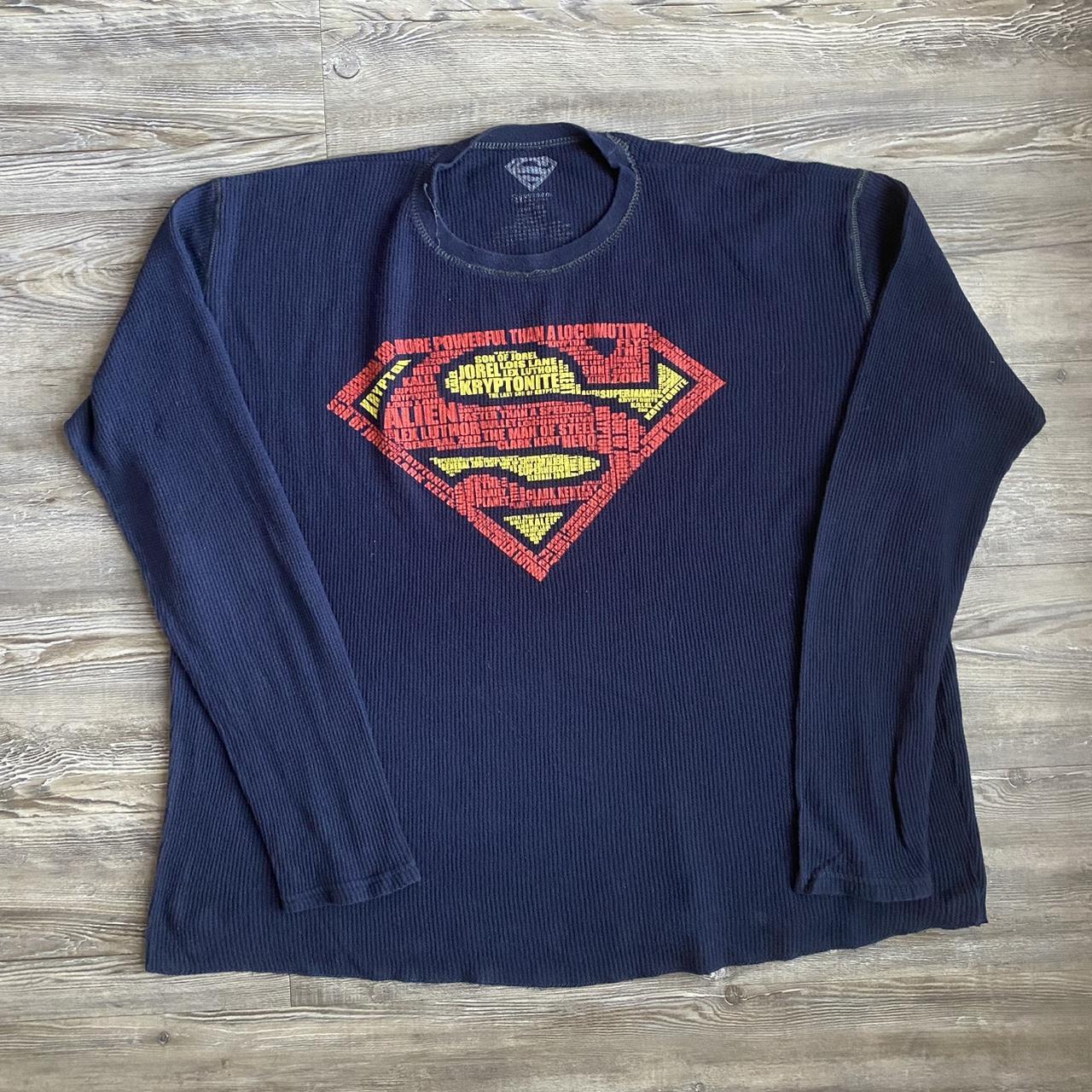 Vintage Y2K 2000s Superman Cotton Net Tee Shirt Size... | Depop