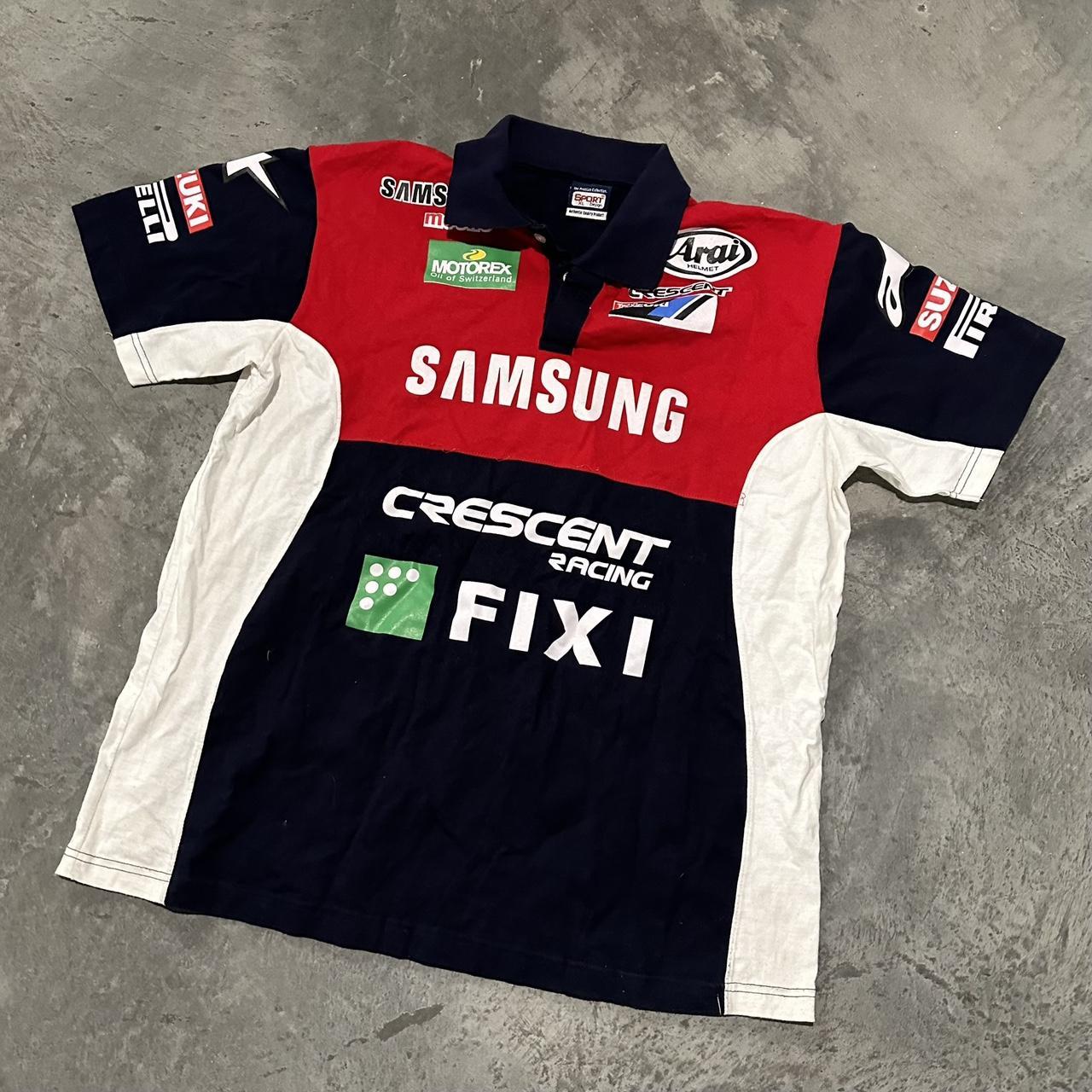 Y2K Suzuki Samsung racing polo shirt Tagged xl, fits... - Depop