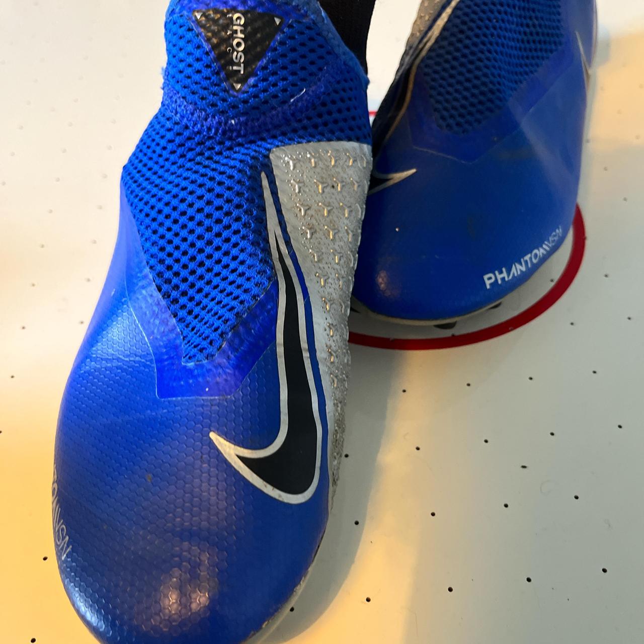 Blue and silver Nike phantom football boots. Slight... - Depop
