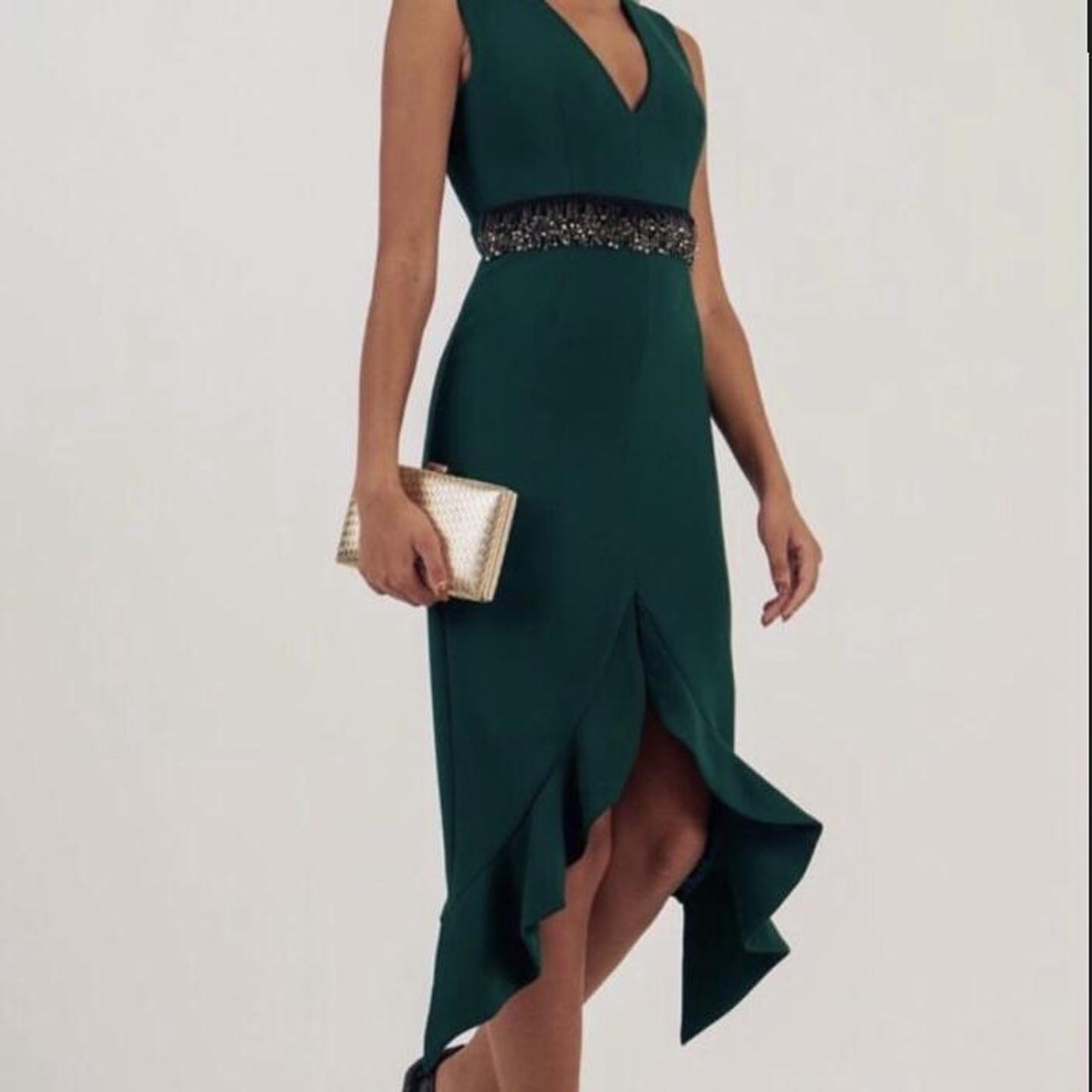 Emerald green 8th sign midi embellished dress.... - Depop