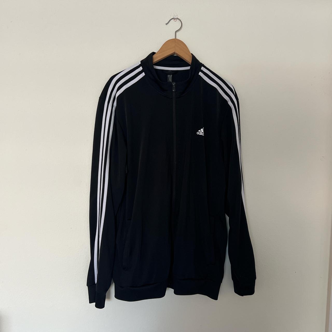 Adidas Jacket Men’s XL Good Condition Black White - Depop