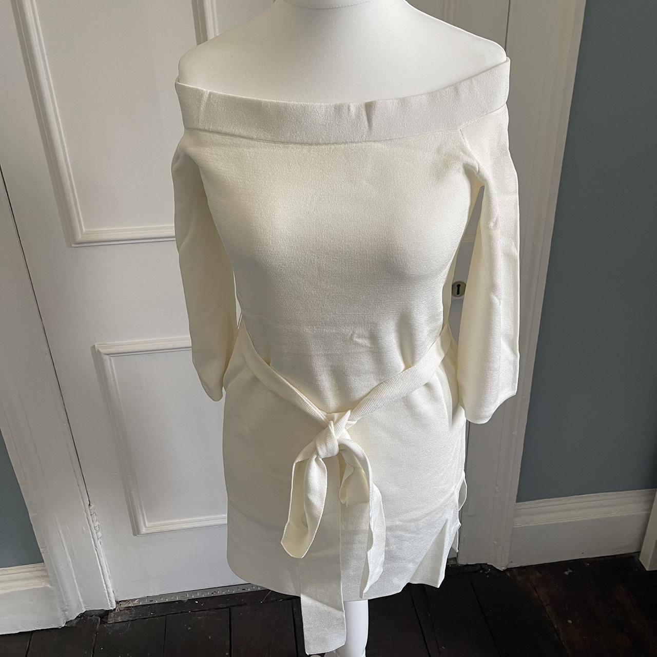 Massimo Dutti, off the shoulder belted tunic White,... - Depop