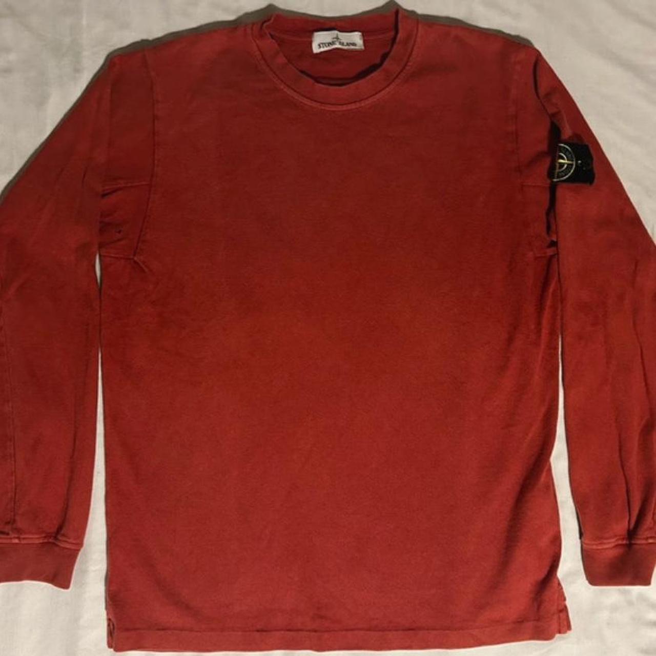Burgundy/Red Stone Island - Jumper/Sweatshirt... - Depop