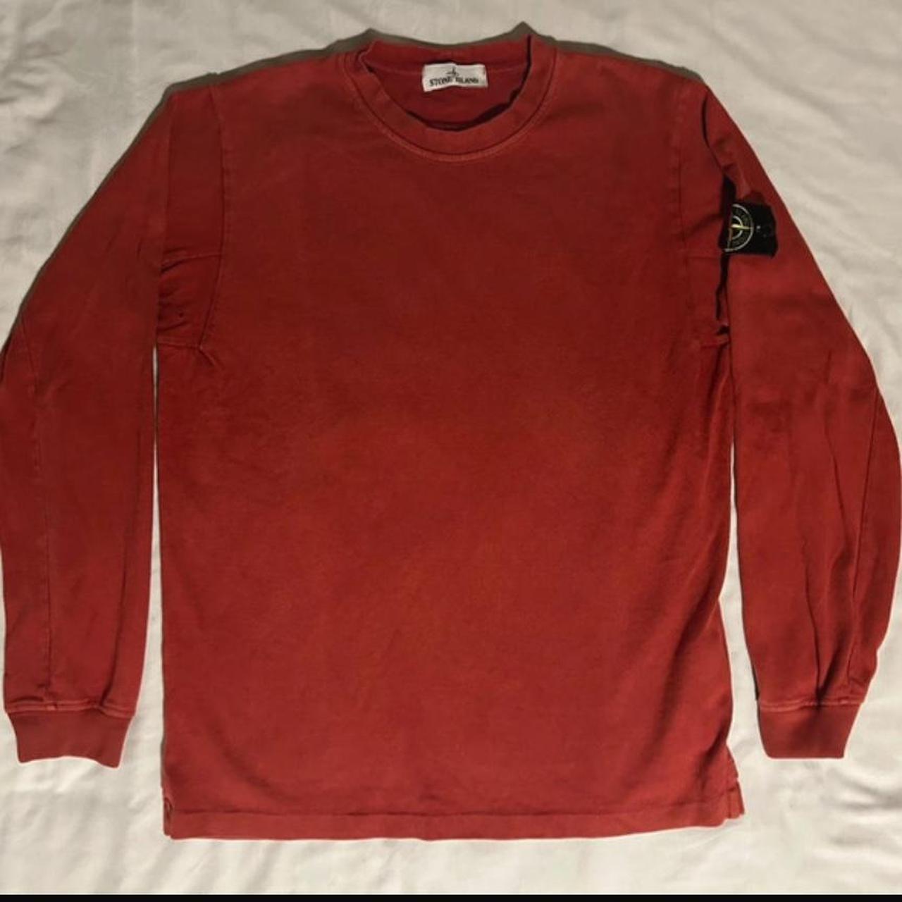 Burgundy/Red Stone Island - Jumper/Sweatshirt... - Depop