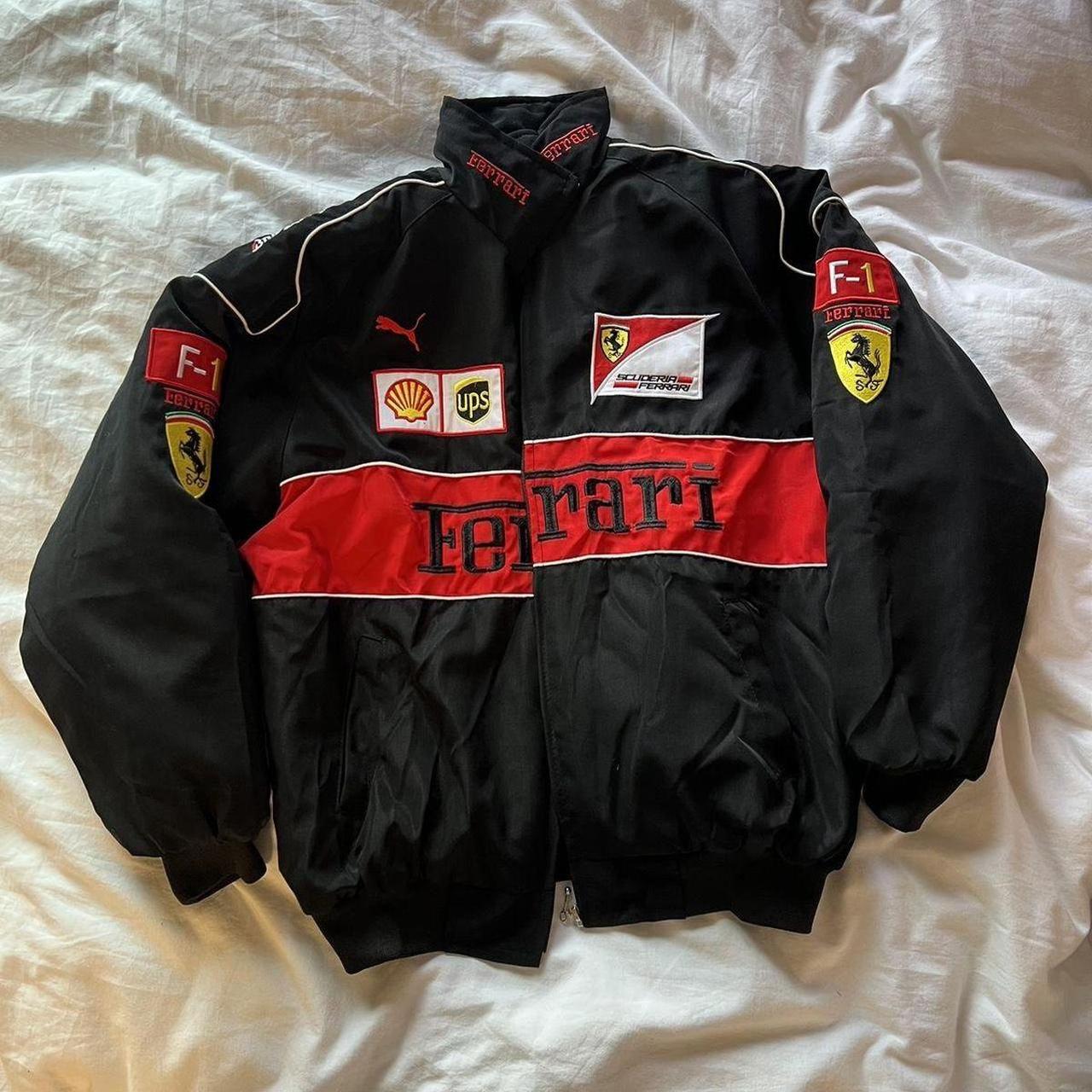 Black and red Ferrari bomber jacket #motorsport | Depop