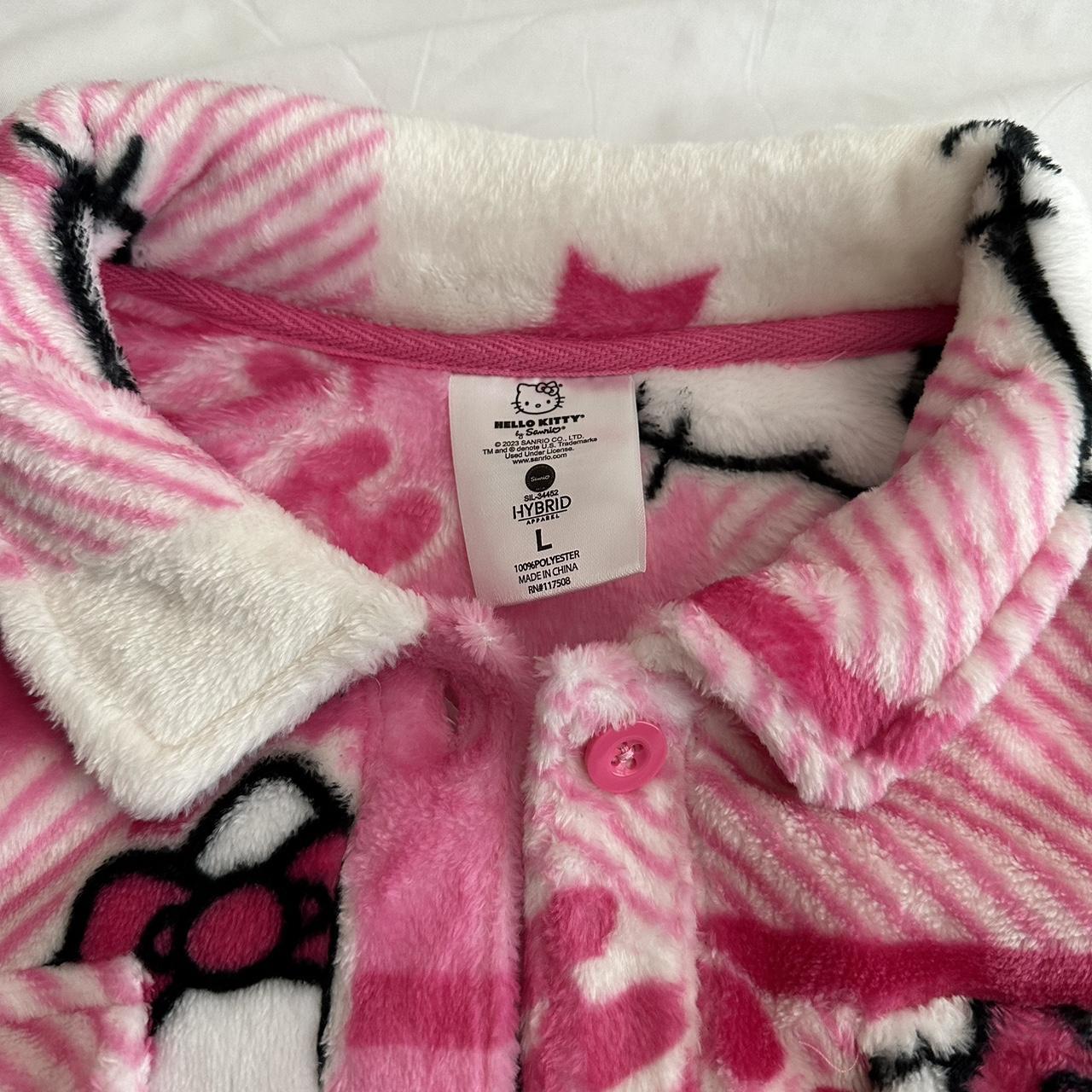 hello kitty jacket flannel size: l kids (woman size... - Depop