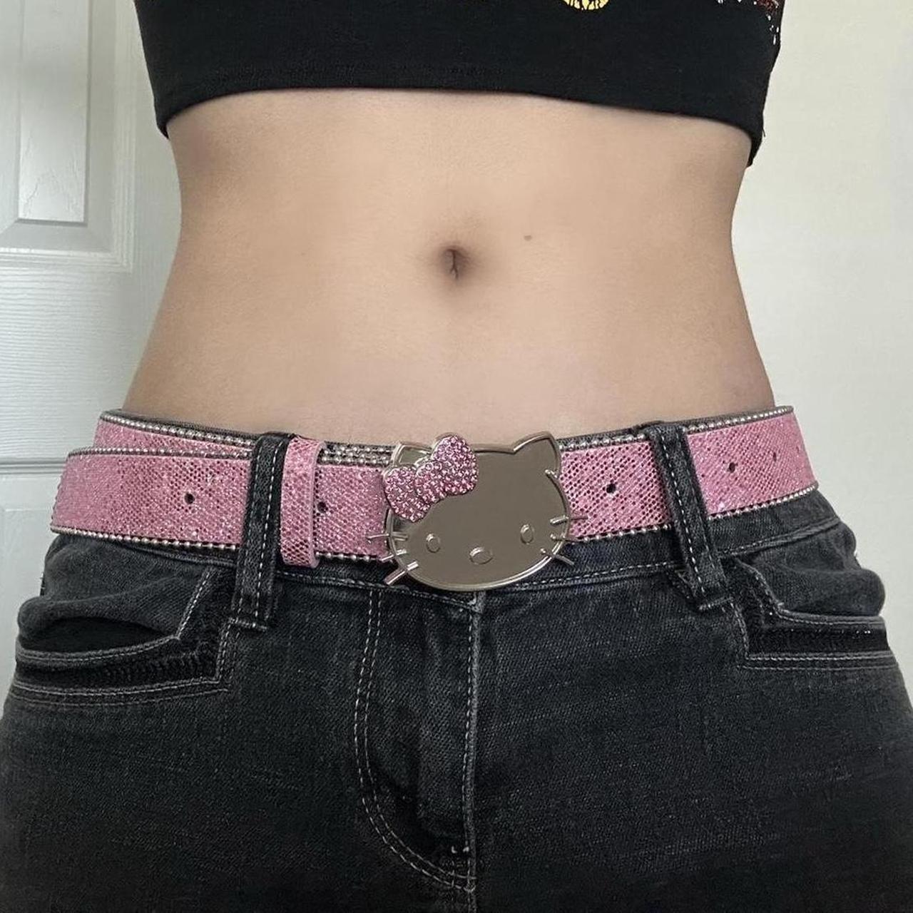 hello kitty rhinestone belt fits size... - Depop