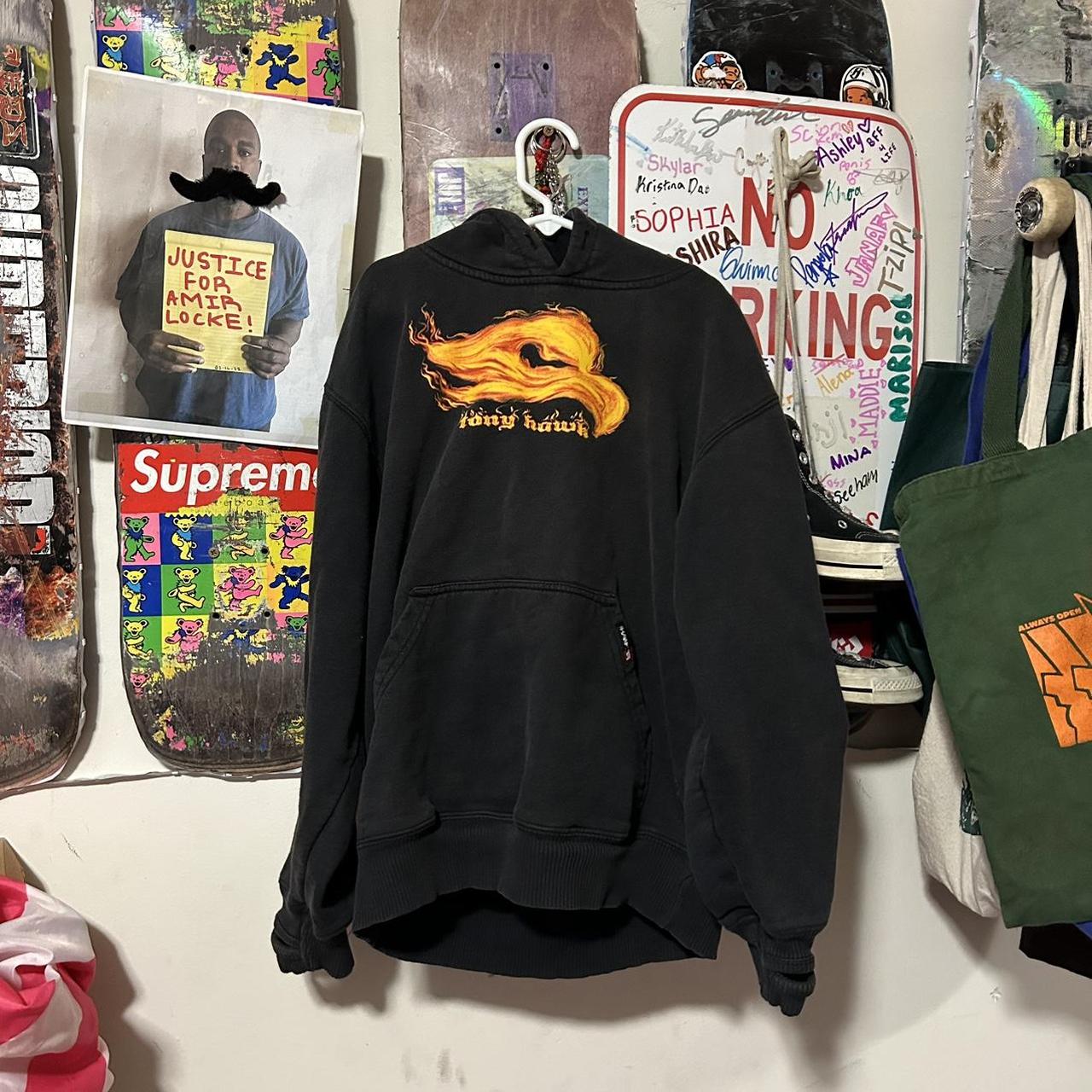 black tony hawk hoodie boys with thumbs wholes... - Depop